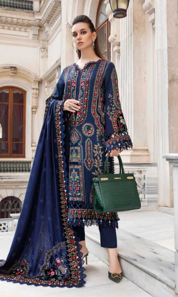 Maria.B 3PC - Heavy Embroidered Dhanak Suit ( Full Embroidered Dhanak ...