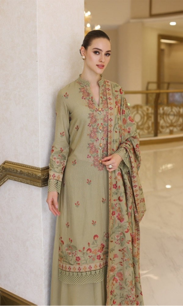 Bareeze 3PC - Heavy Embroidered Dhanak Suit ( Full Embroidered Dhanak ...