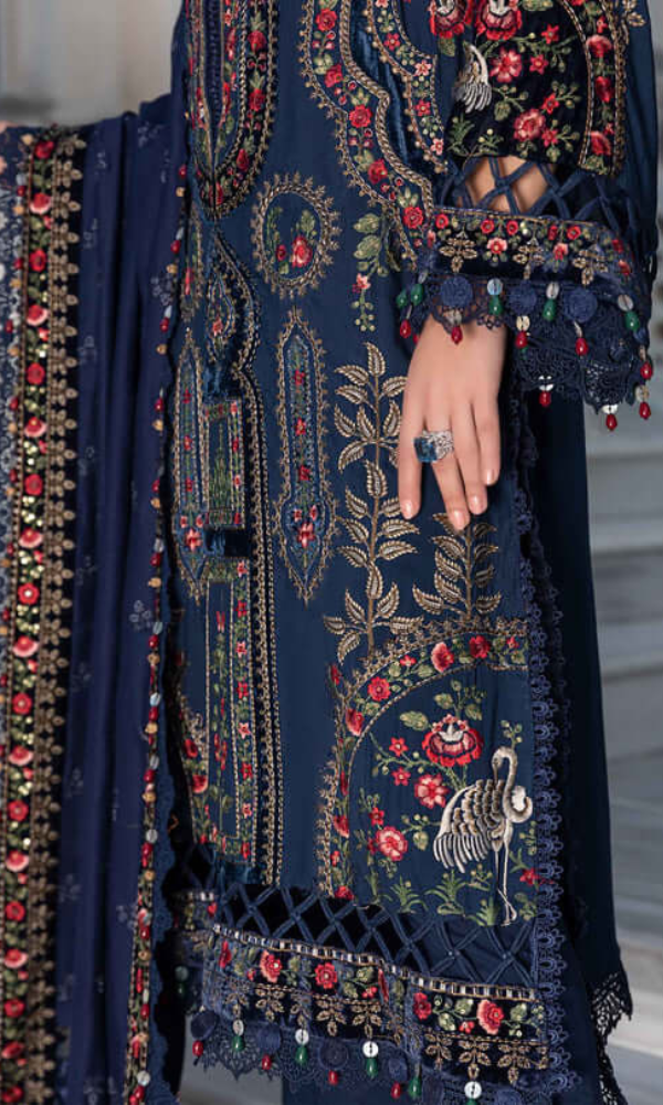 Maria.B 3PC - Heavy Embroidered Dhanak Suit ( Full Embroidered Dhanak ...