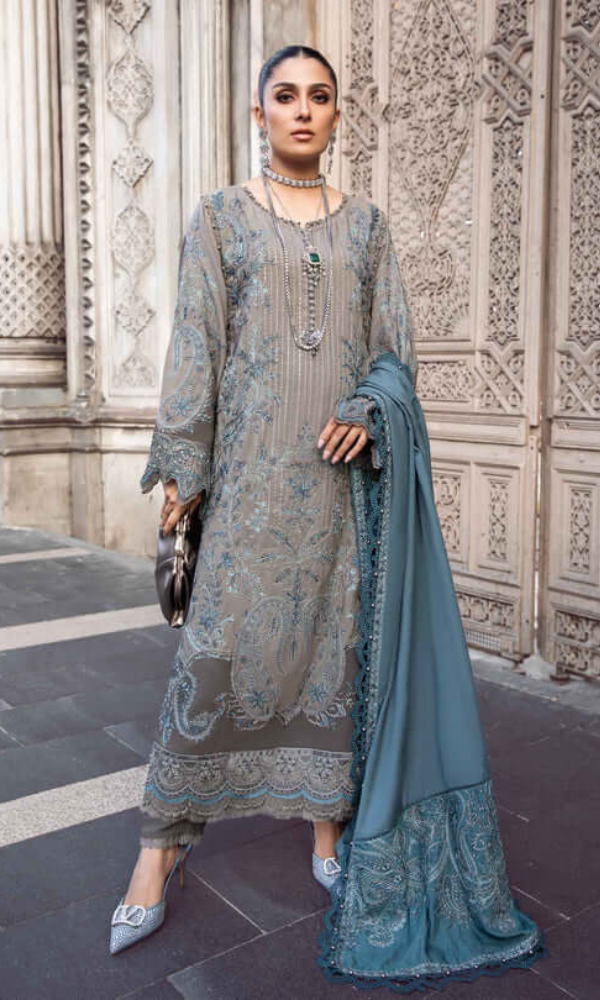 Maria.B 3PC - Heavy Embroidered Dhanak Suit ( Full Embroidered Dhanak ...