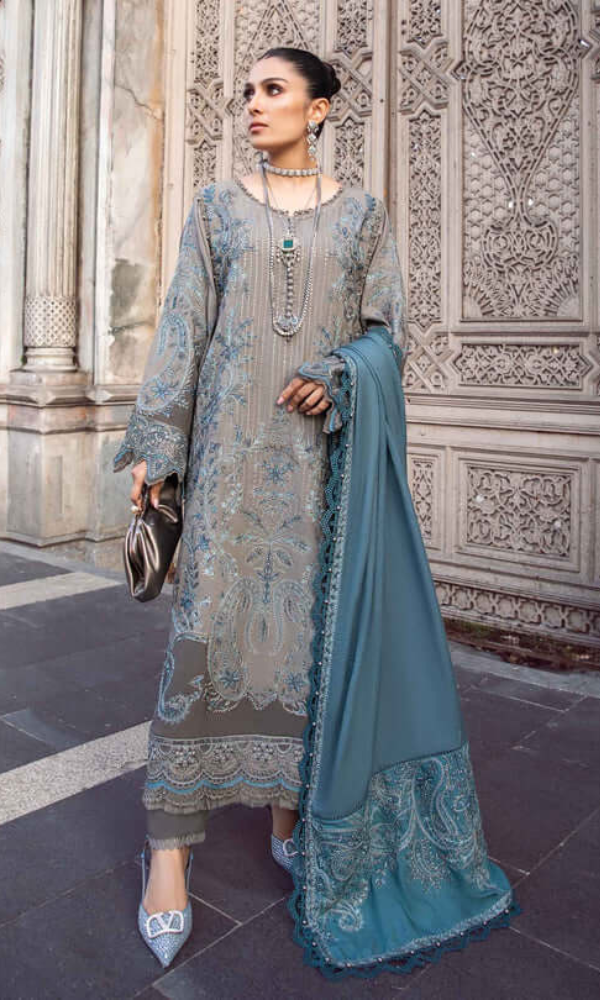 Maria.B 3PC - Heavy Embroidered Dhanak Suit ( Full Embroidered Dhanak ...